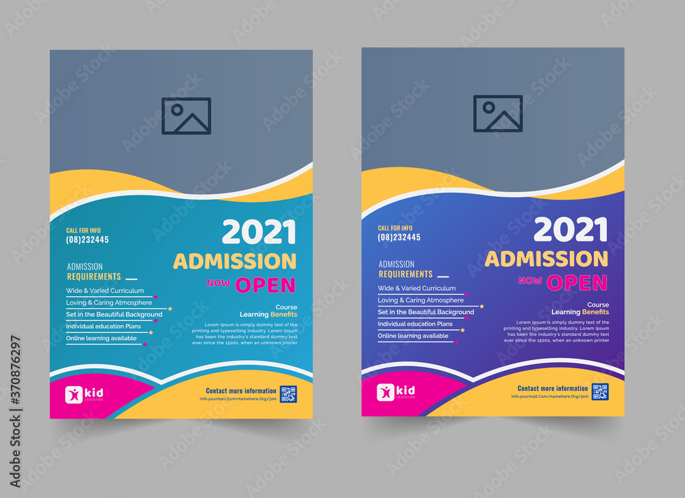 Creative style admission flyer template for school, college, university ...