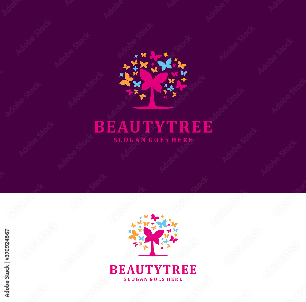 Butterfly tree logo Stock Vector | Adobe Stock
