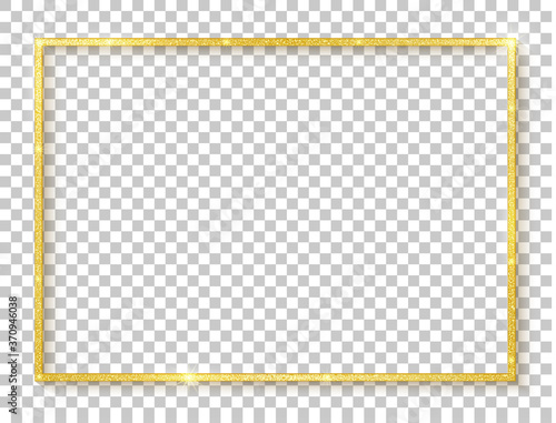 3D gold rectangle border. Gold frame boarder. Golden vintage border ...
