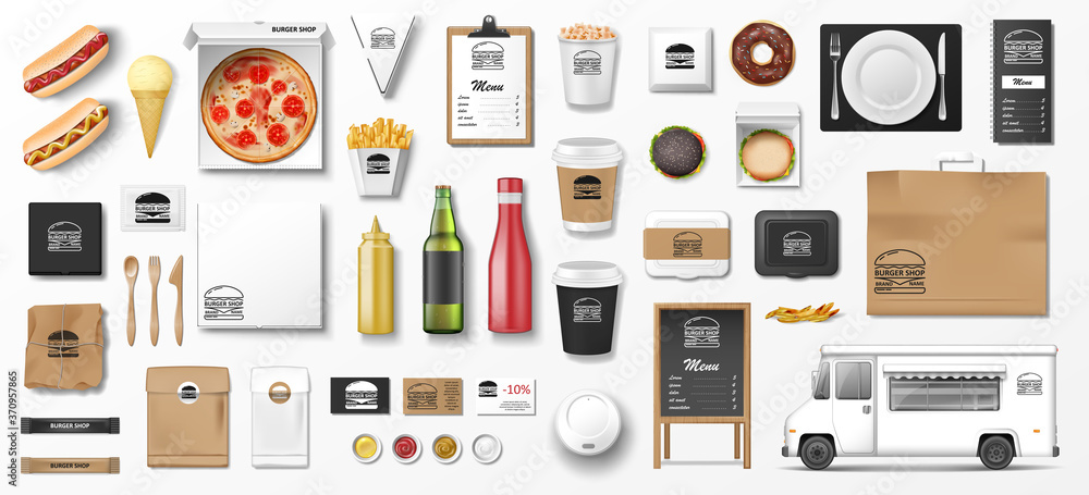 Mockup for pizzeria, cafe, restaurant or fast food shop. Branding set ...