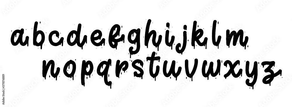 Vector hand drawn alphabet. Brush painted letters. Handwritten script ...