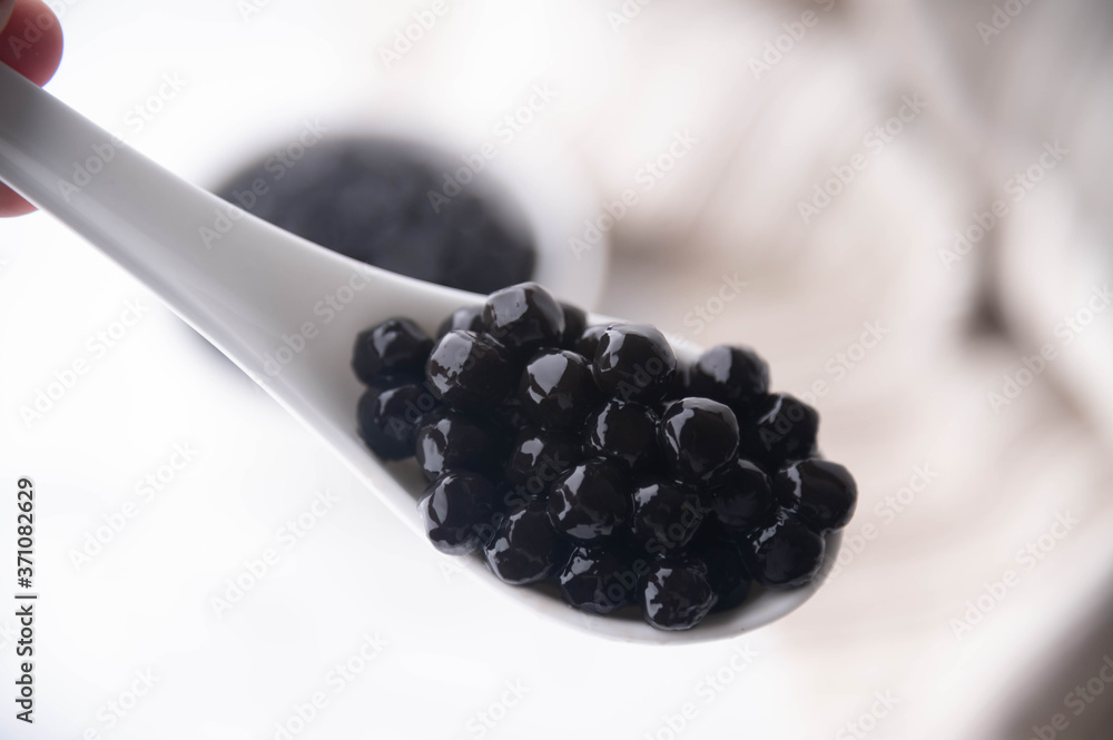 black tapioca pearl for boba milk tea Stock Photo | Adobe Stock