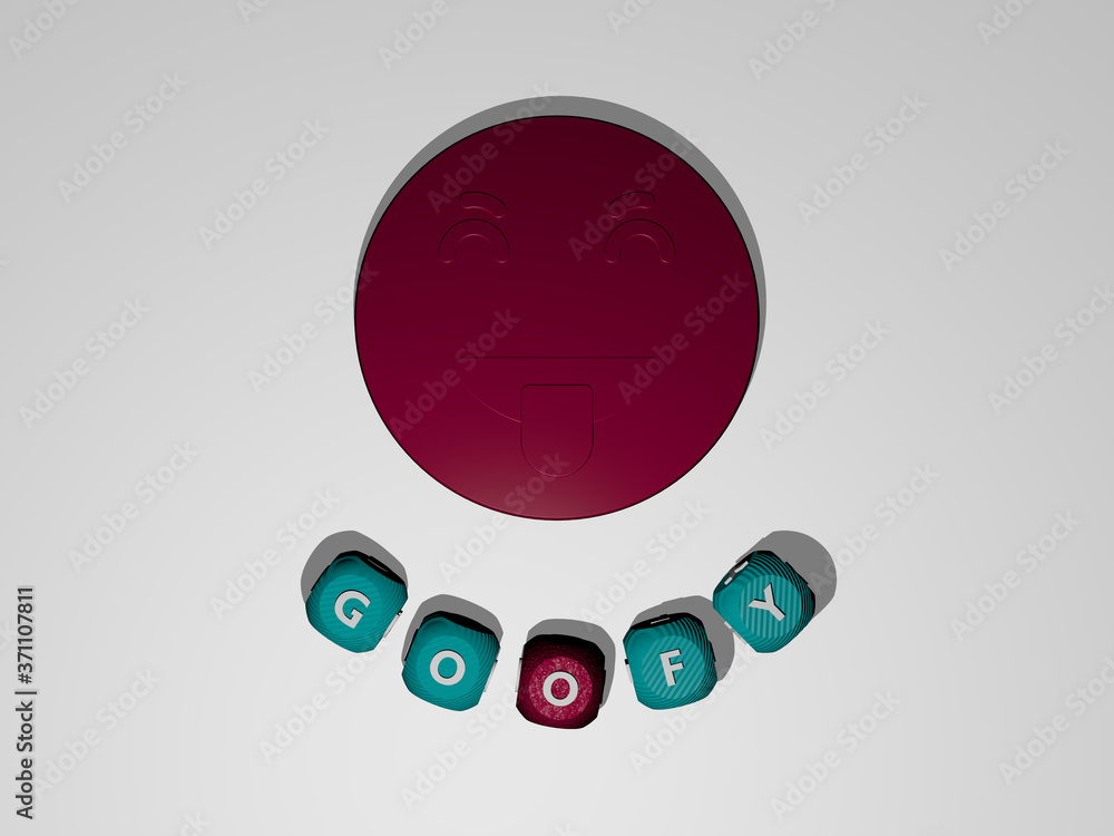 GOOFY text around the 3D icon - 3D illustration for funny and face ...