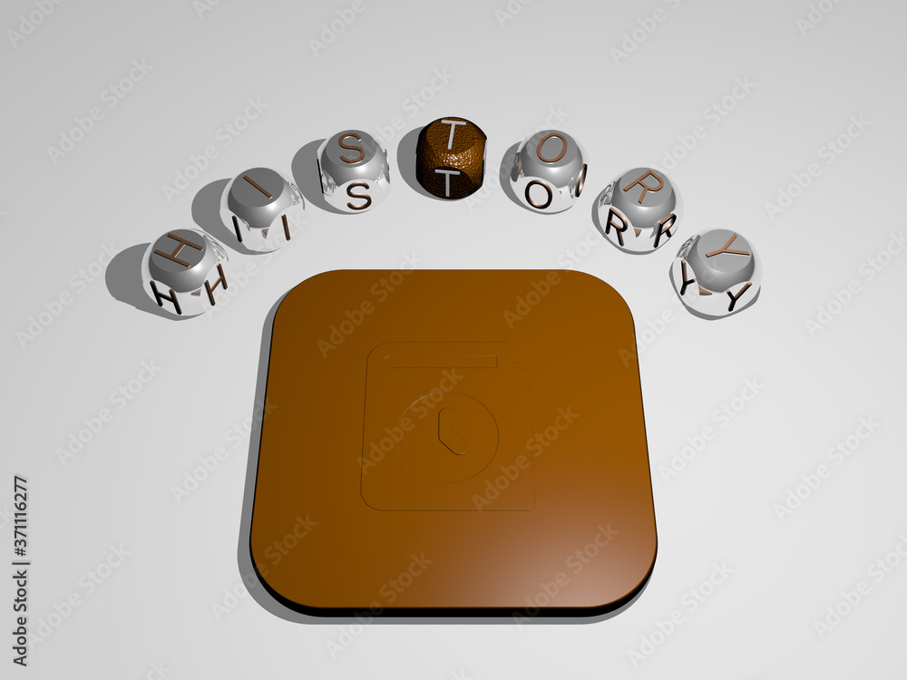 HISTORY 3D icon surrounded by the text of cubic letters - 3D ...
