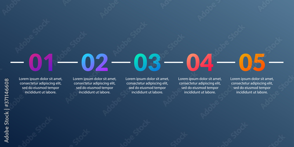 5 steps, options or levels info grapic template. Business process ...