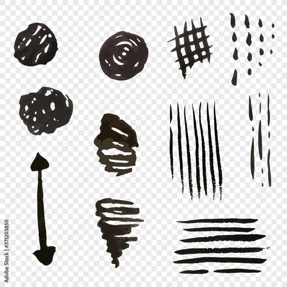 Vector illustration hand drawn messy lines and dotted line brush paint ...