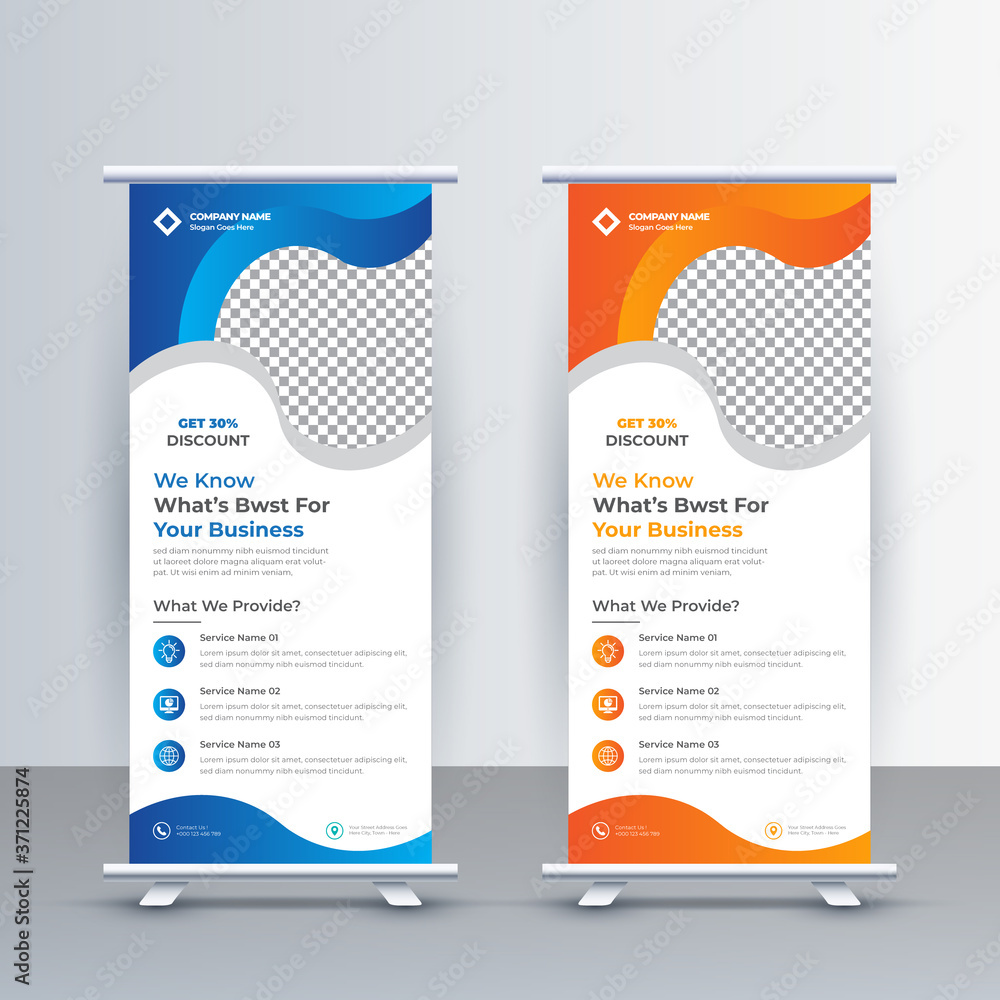 Roll up banner design template, abstract background, pull up design ...