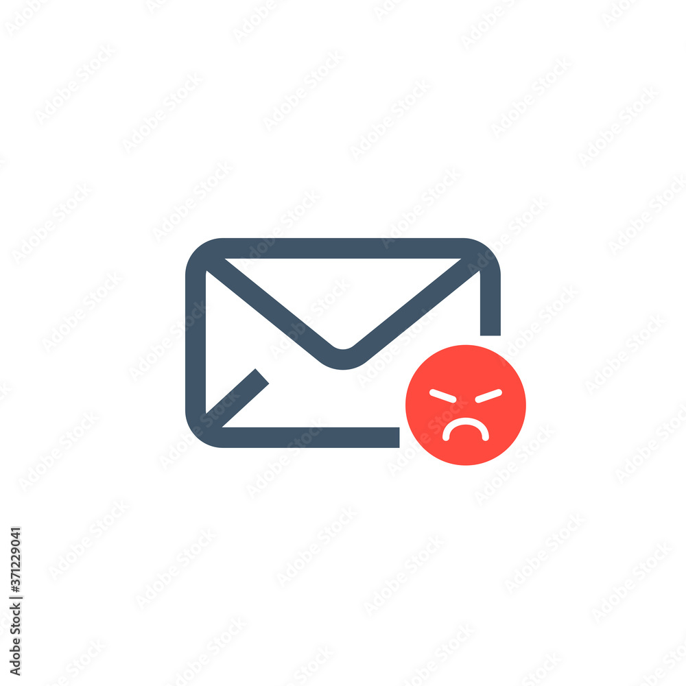 Stock-Vektorgrafik „Vector sad, angry emoji emoticon face in email icon ...