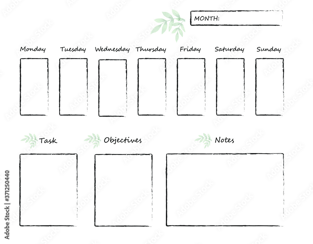 Planificador semanal personal con días de la semana, hoja para notas y ...