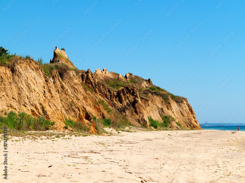 Landslide zone on Black Sea coast. Zone of natural disasters during ...