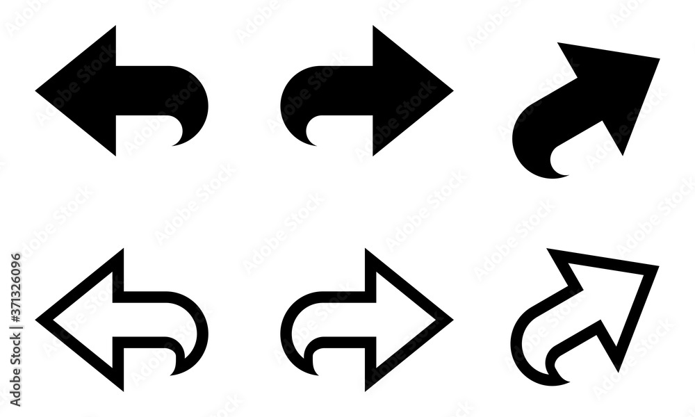 arrow shortcut icon vector silhouette isolated on white background ...