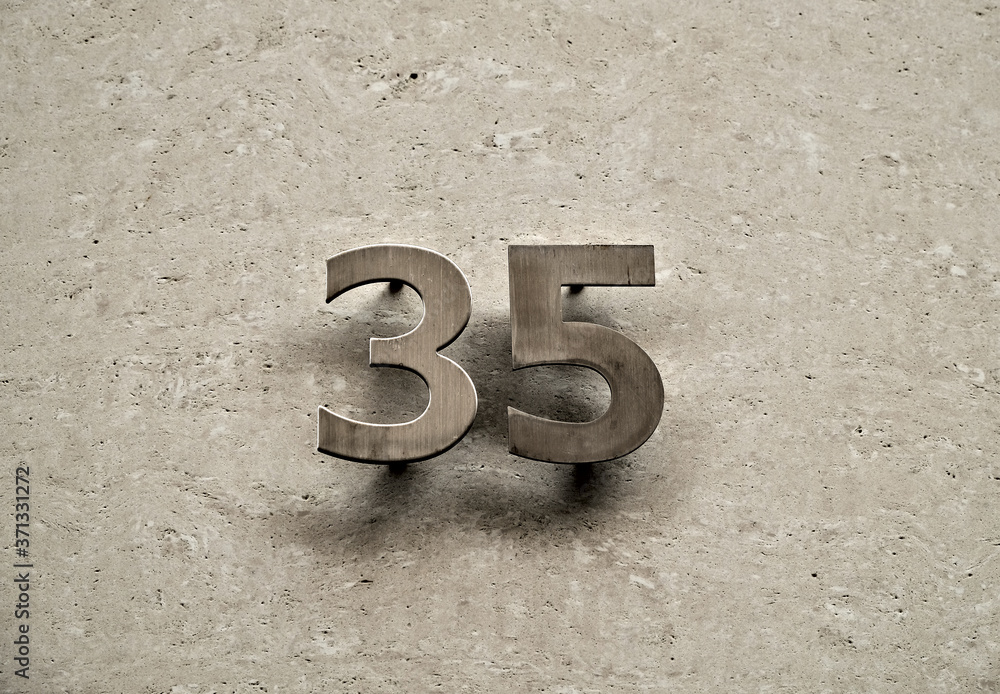 Large number 35, thirty-five, bold centered numbers on a neutral ...