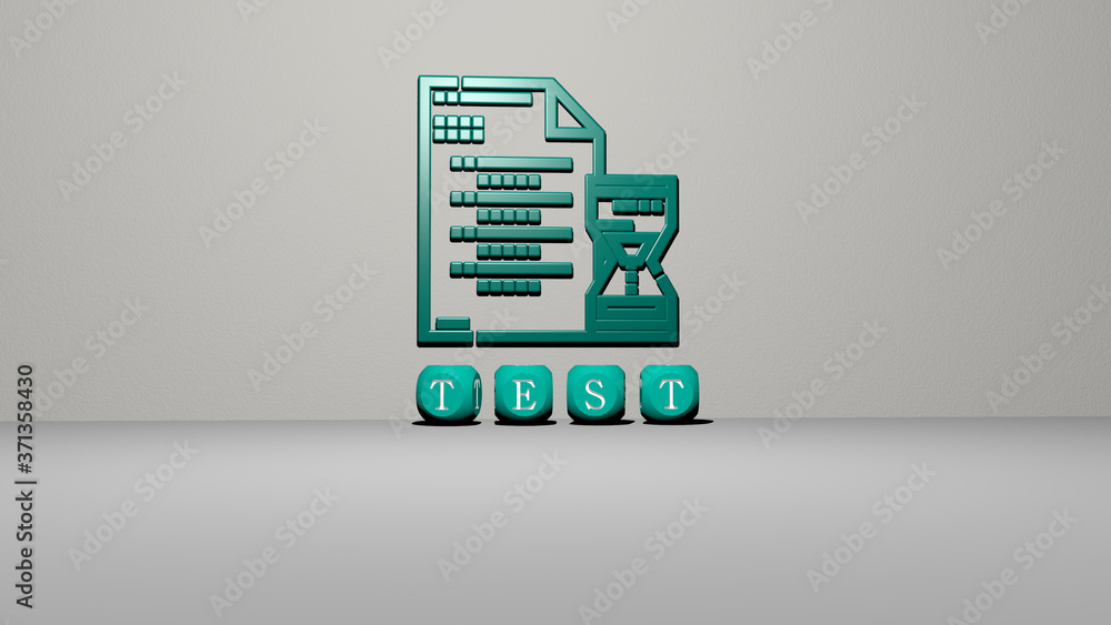 test 3D icon on the wall and text of cubic alphabets on the floor - 3D ...