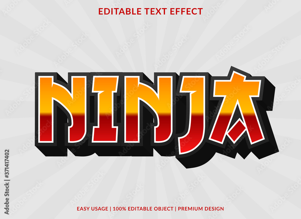 ninja text effect template with 3d style and bold font concept use for ...