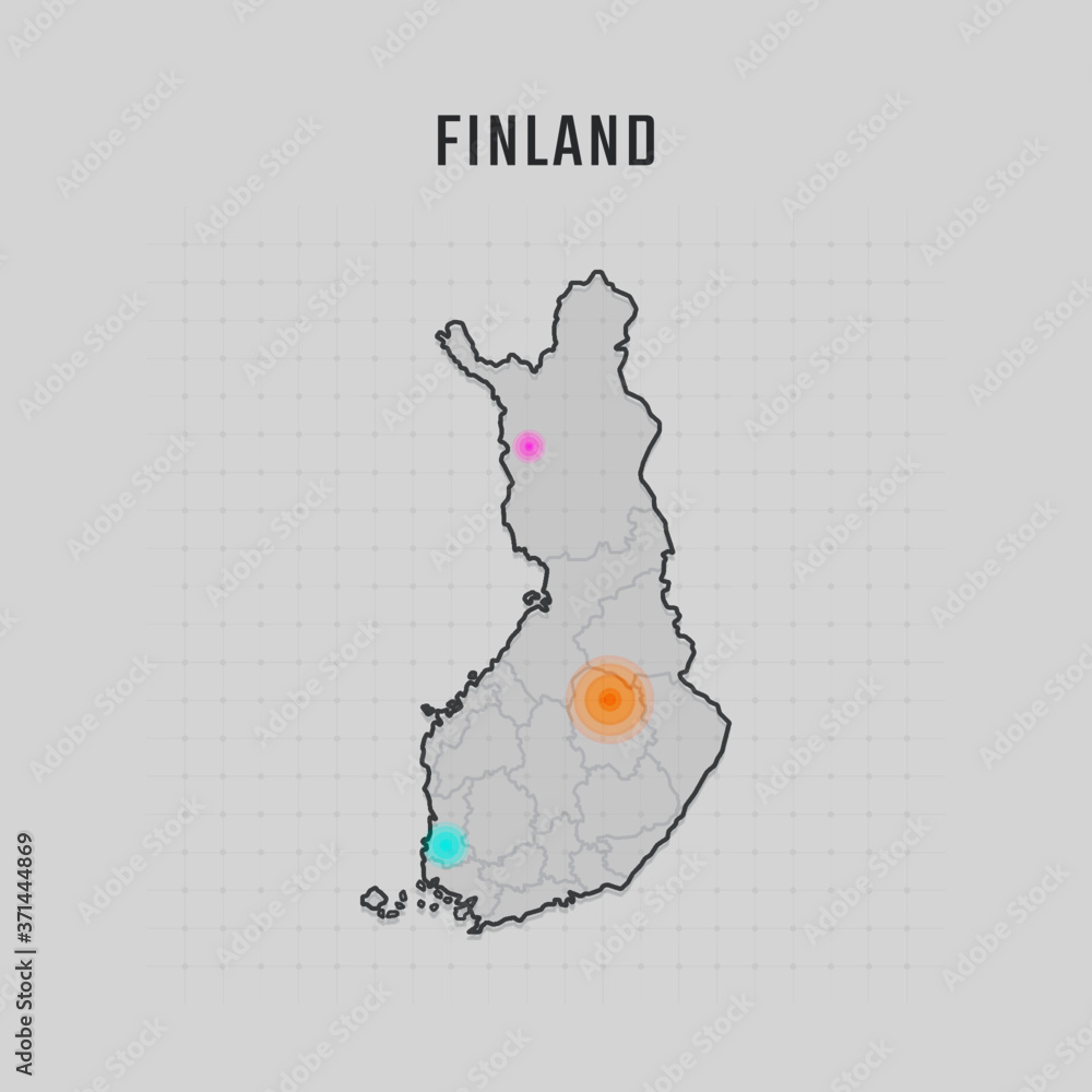 Praca wektorowa bez tantiem: Map of Finland with all states and radar ...