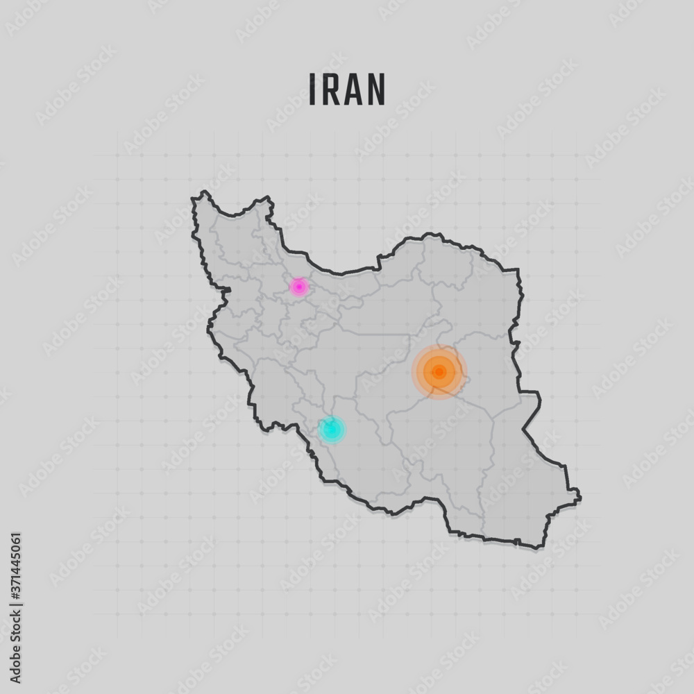 Praca wektorowa bez tantiem: Map of Iran with all states and radar spot ...