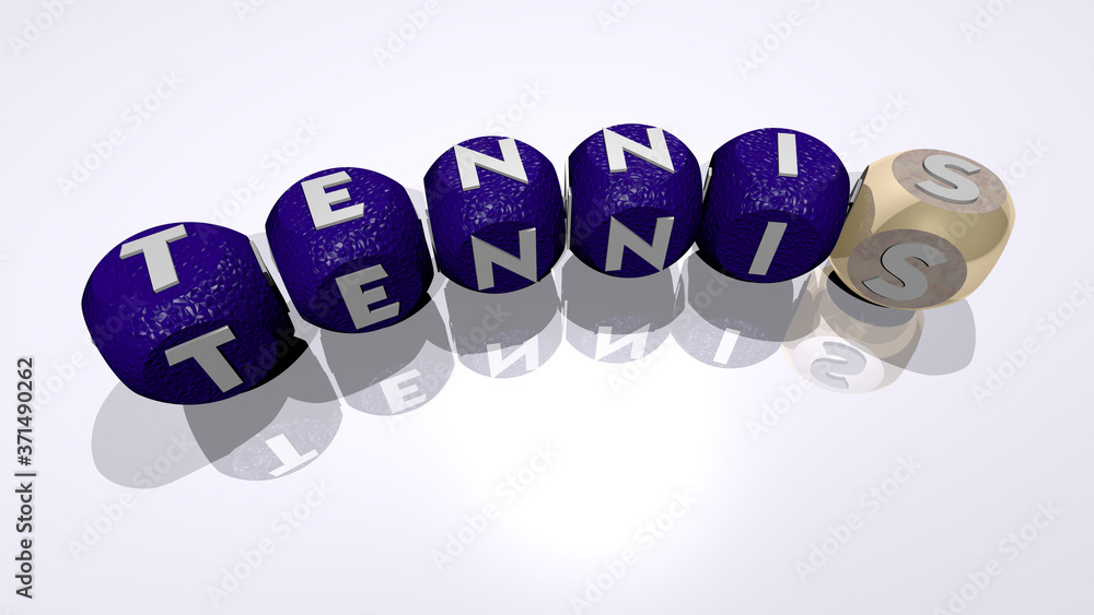 combination of TENNIS built by cubic letters from the top perspective ...