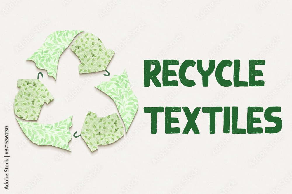 Ilustración de Stock Green recycle textiles symbol made from old ...