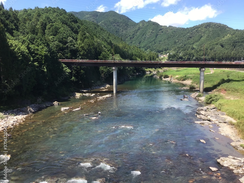 Scenery of the Nagara River from the Nagara River 4th Bridge Stock ...