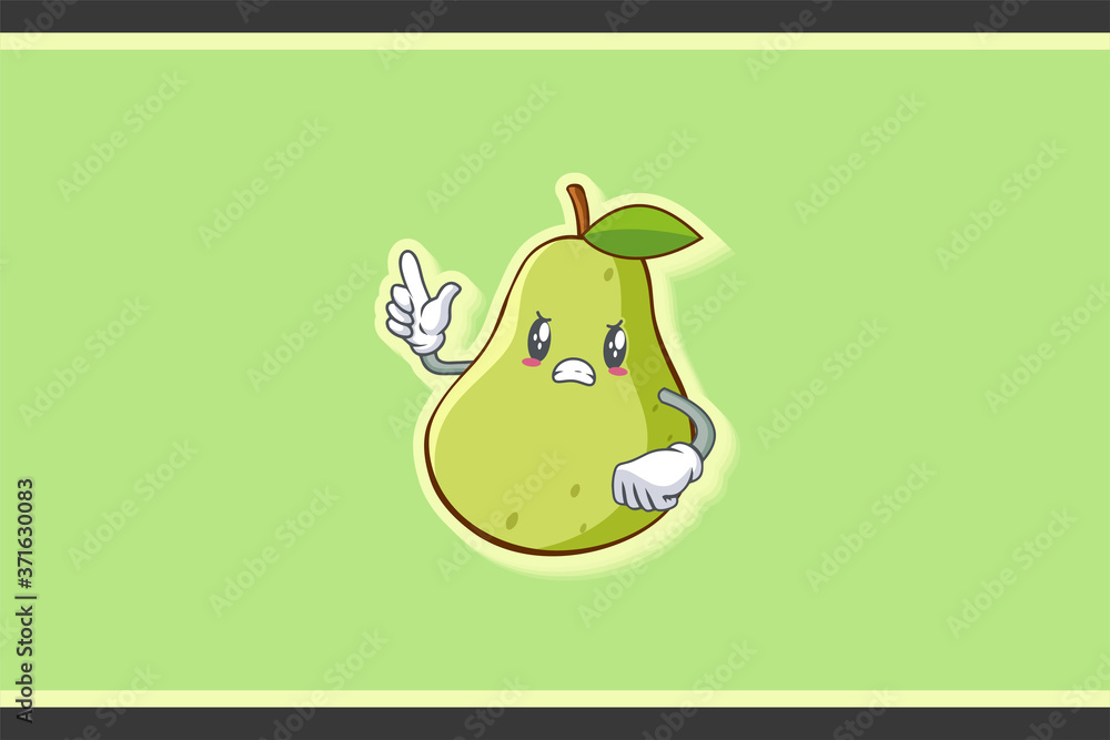ANGRY, MAD, BAD MOOD Face Emotion. Forefinger Hand Gesture. Green Pear ...
