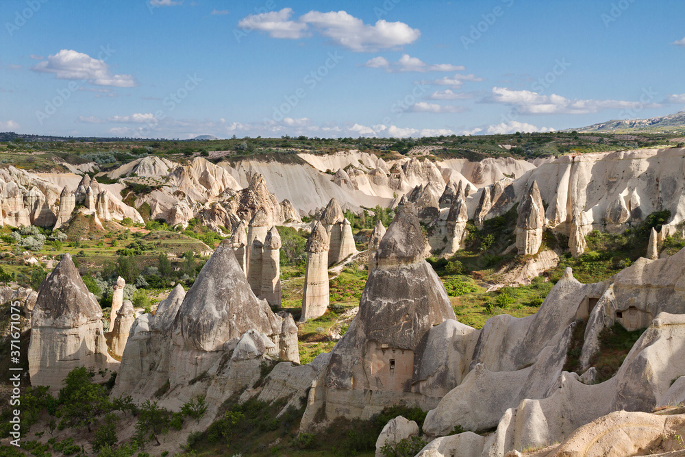 Volcanic rock formations known as Fairy Chimneys in Love Valley ...