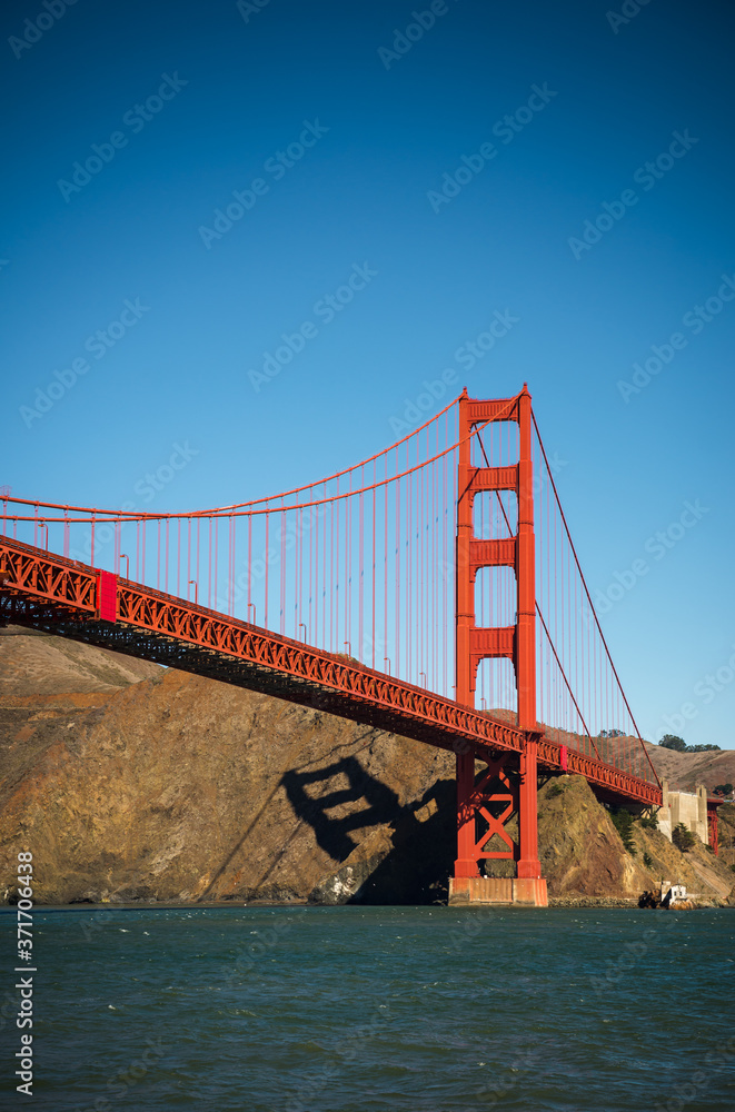 Golden Gate Bridge detail with blue sky Stock Photo | Adobe Stock