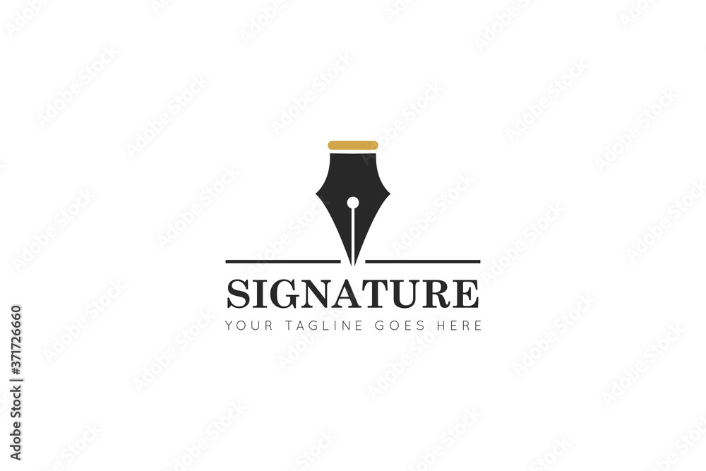 signature pen logo, icon, symbol, vector illustration design template ...
