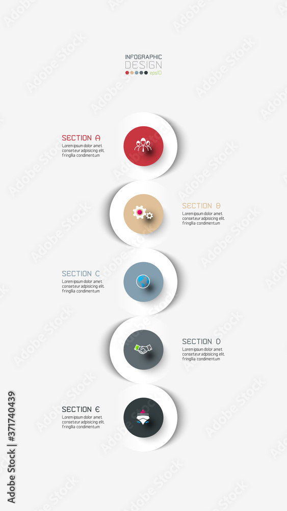 Infographic row circle design sections can be used for dividing data ...