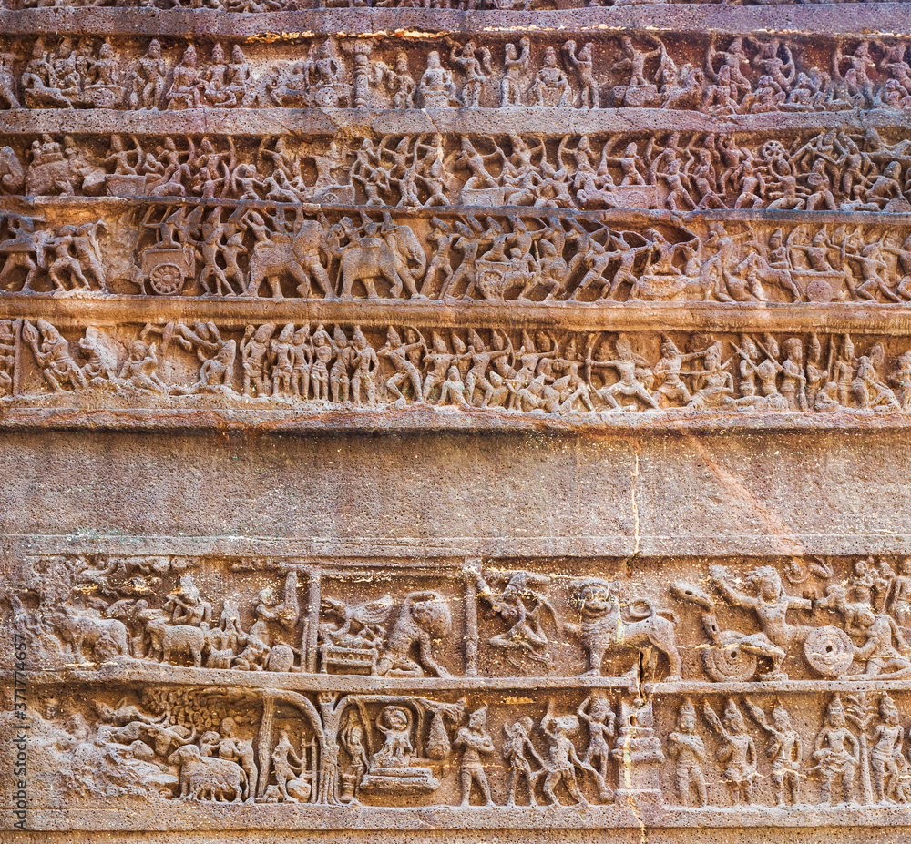 Relief carvings at Kailash Temple, Ellora Stock Photo | Adobe Stock