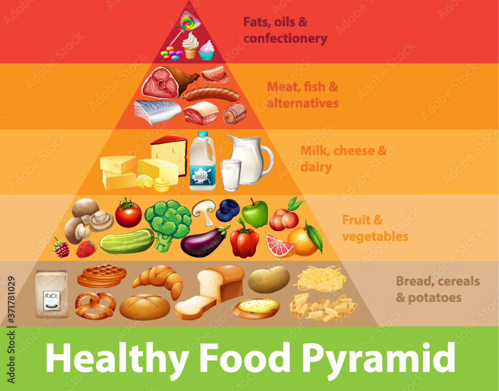 Healthy food pyramid chart Stock Vector | Adobe Stock