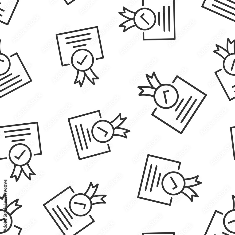 Approve certificate icon in flat style. Document check mark vector ...