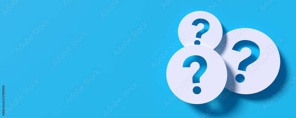 Question mark in front of a red color wall background. Business support ...