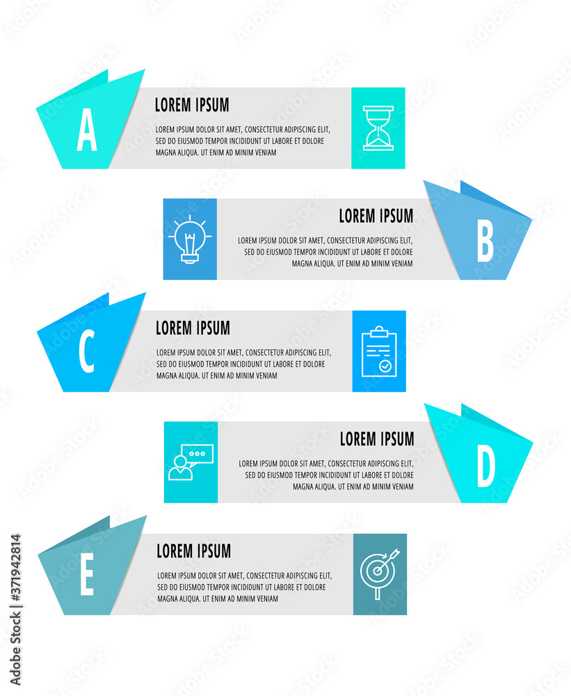 Vector infographics with 5 steps, labels. Used for diagram, business ...