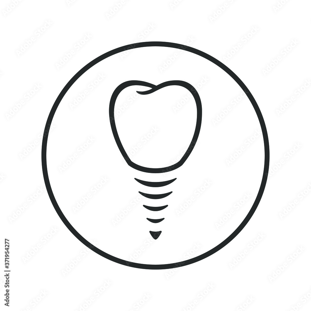 Tooth dental implant icon. Symbol dentistry and innovation technology ...