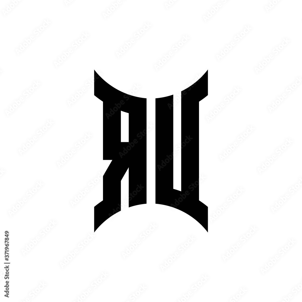 RU monogram logo with curved side Stock Vector | Adobe Stock
