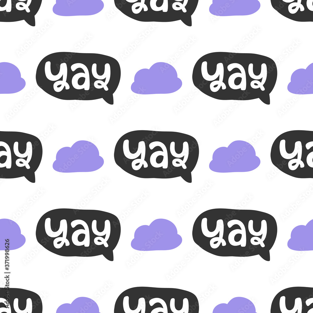Yay. Vector seamless pattern with calligraphy hand drawn text. Good for ...