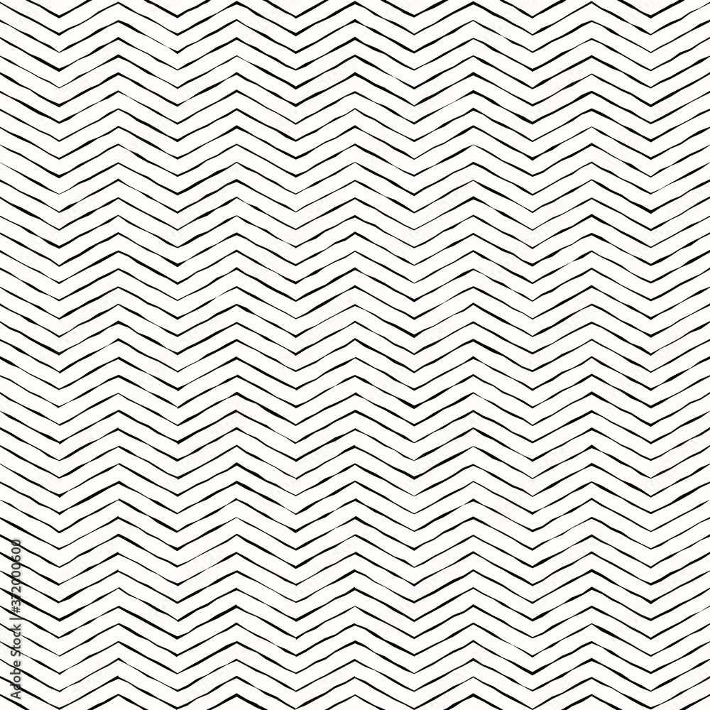 monochrome black and white hand drawing zigzag lines seamless pattern ...