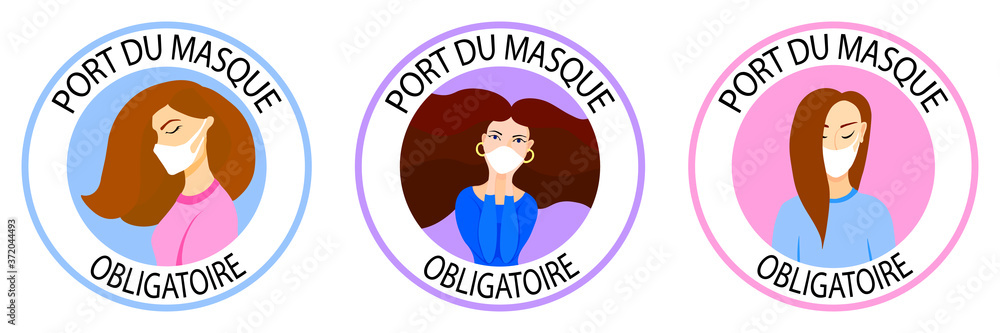 Stock-Vektorgrafik „Port du masque obligatoire. Translation: "Wearing ...