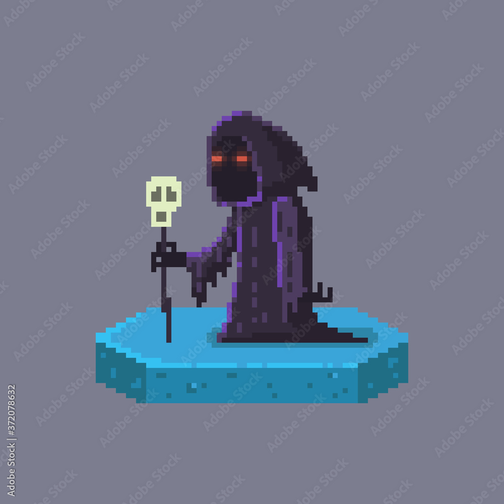 Pixel art death character. Fairytale personage. Stock Vector | Adobe Stock