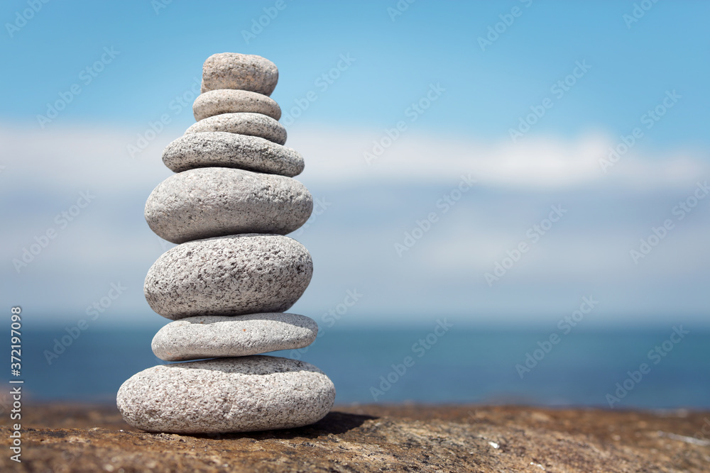 Zen balanced stone stack background Stock Photo | Adobe Stock
