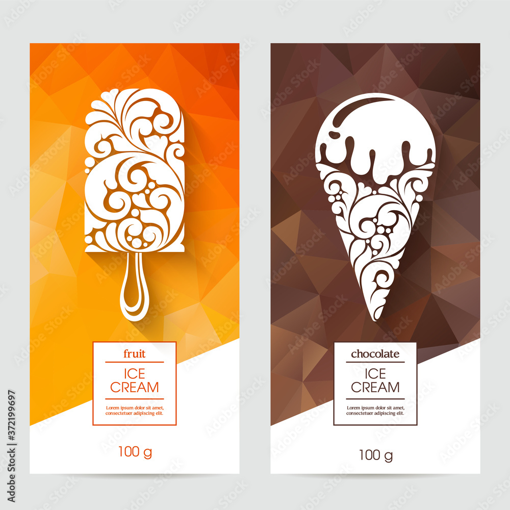 Vector set of templates packaging ice cream, label Stock Vector | Adobe ...