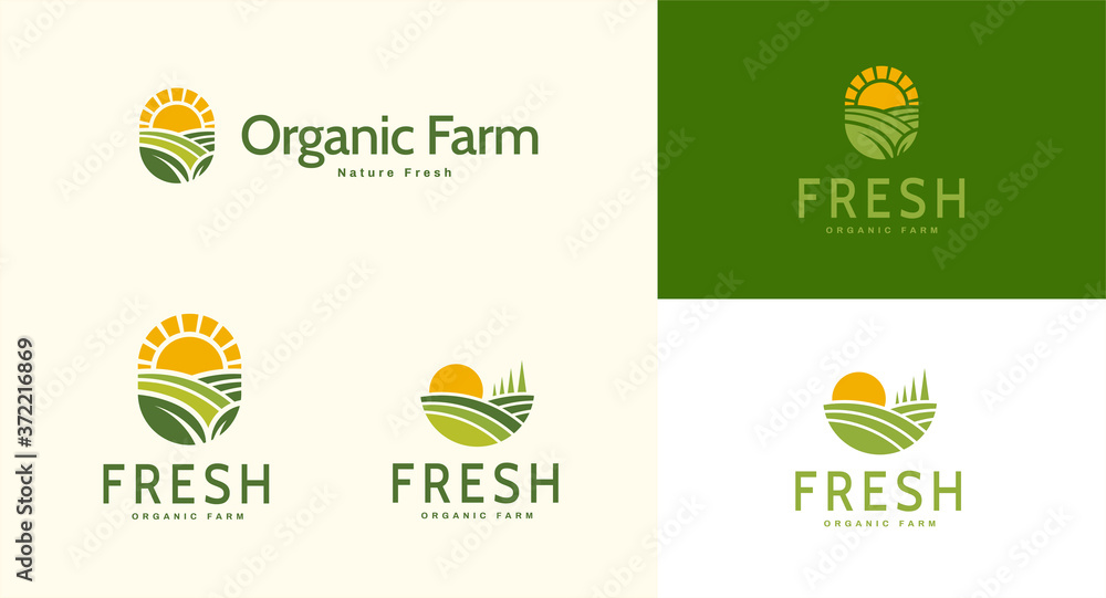 Organic farm logo set Stock Vector | Adobe Stock