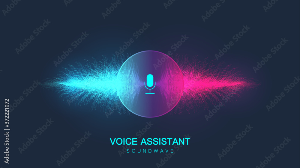 Voice assistant concept. Vector sound wave. Voice and sound recognition ...