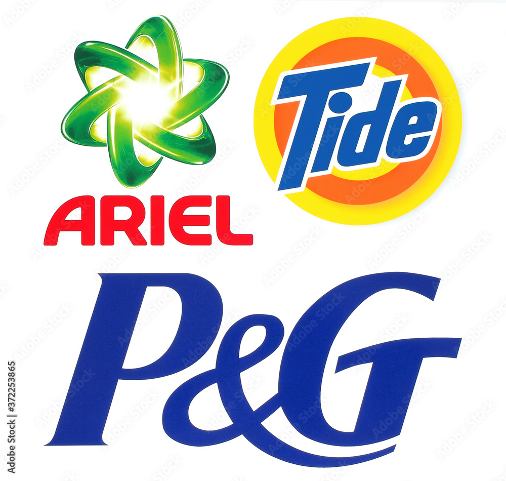 Collection of popular brands logos: Procter & Gamble, Ariel and Tide ...