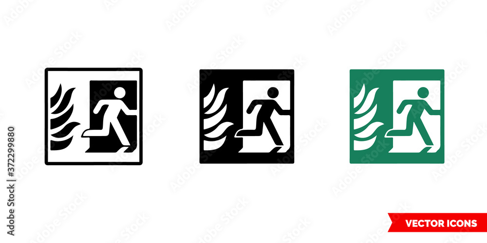 Fire escape symbols icon of 3 types color, black and white, outline ...