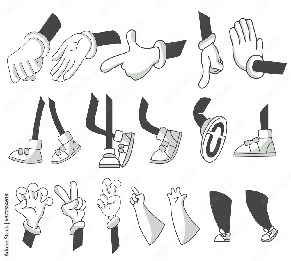 Set of cartoon lags and hands. Clipart arms in different poses. Various ...