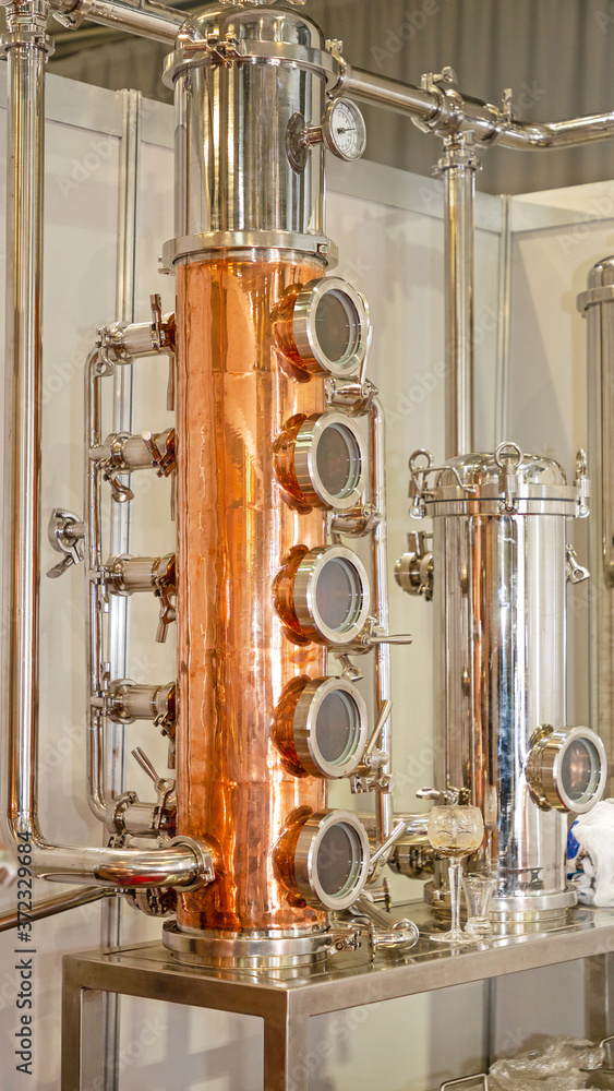Distillery Still Copper Column Stock Photo | Adobe Stock