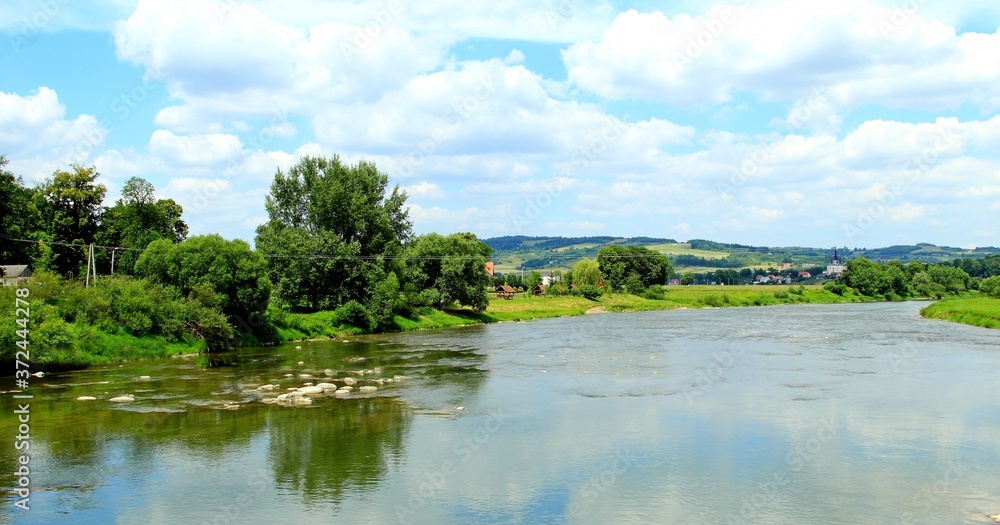 Rzeka, most, prom, natura, przyroda, krajobraz, figura, kapliczka ...