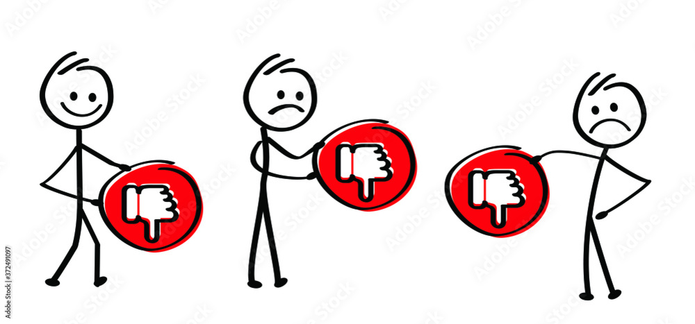 Humbs up, thumbs down, do, don't, like, dislike, unlike. Happy stickman ...