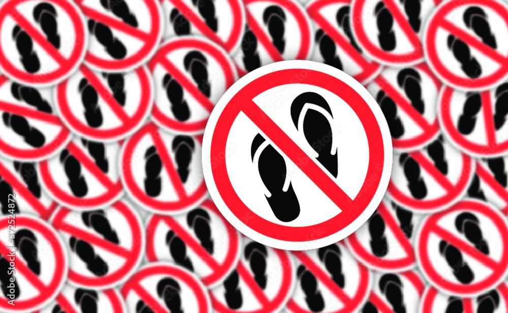 No open footwear, bare feet, shoes, slipper and shoe sole signs. Vector ...